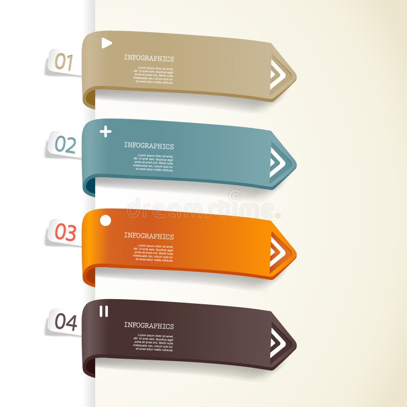 Four colored paper stripes stock vector. Illustration of design - 30091851