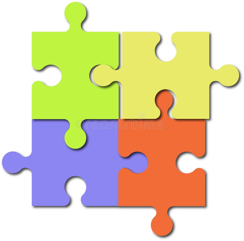 Four Colored Puzzle Elements on a White Background Stock Illustration ...