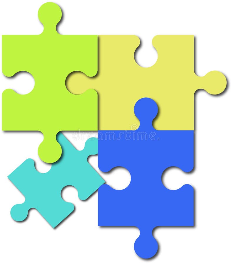 3D Puzzle Elements on White Background, Randomly Scattered Stock ...