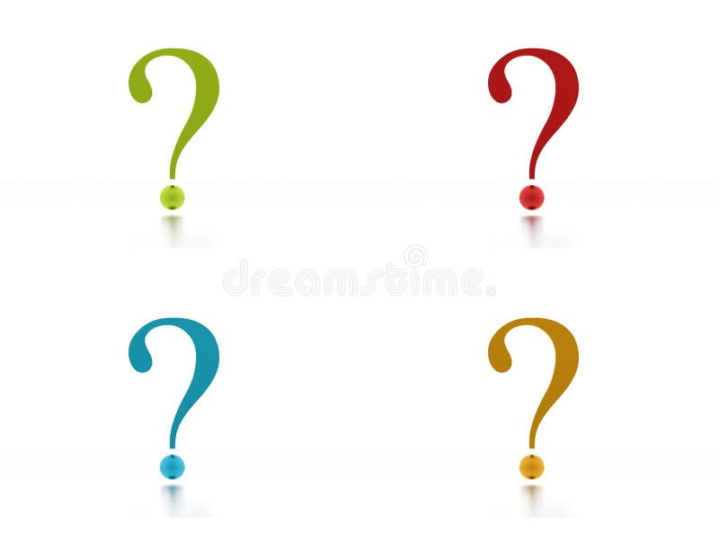 Four Colored Question Marks on White Stock Illustration - Illustration ...