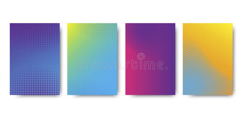 Four Colored Rectangles. Gradient Halftone. Simple Vector Web Banner ...