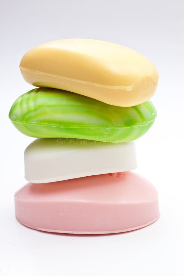 Four colored soap stock image. Image of restroom, cleaning - 13603301