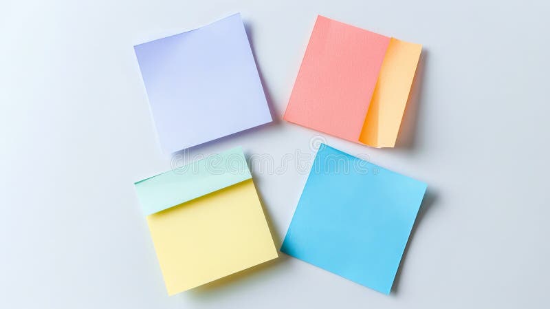 Four Colored Sticky Notes on a White Surface. Generative AI Stock Image ...