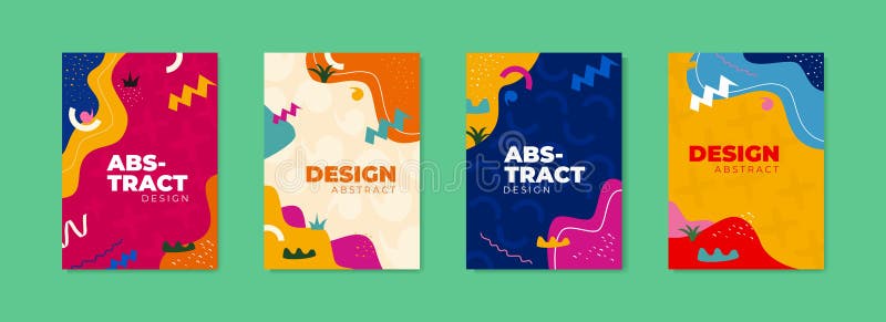 Four Colorful Abstract Pattern Flyer Template Package Stock Vector ...