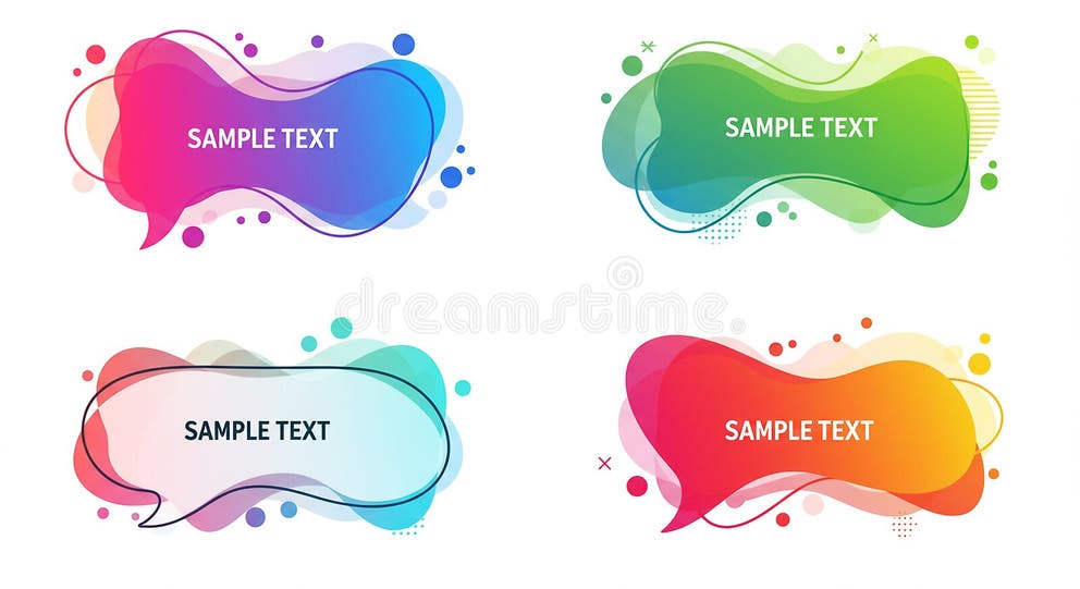 Four Colorful Abstract Speech Bubbles with "SAMPLE TEXT" Inside. Each ...
