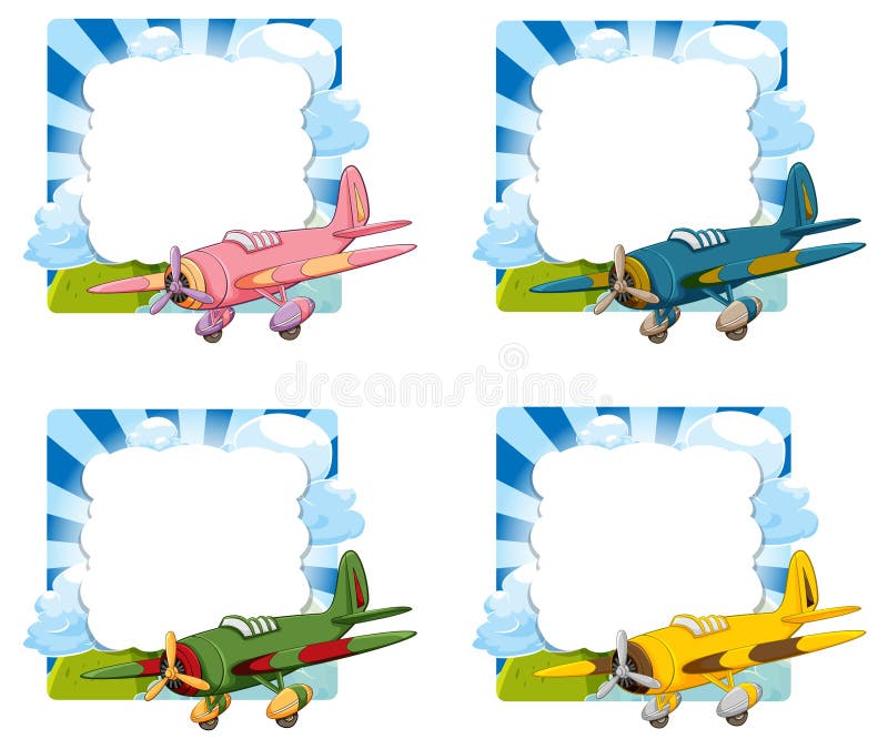 Airplanes within Cloud-bordered Frames Stock Vector - Illustration of ...
