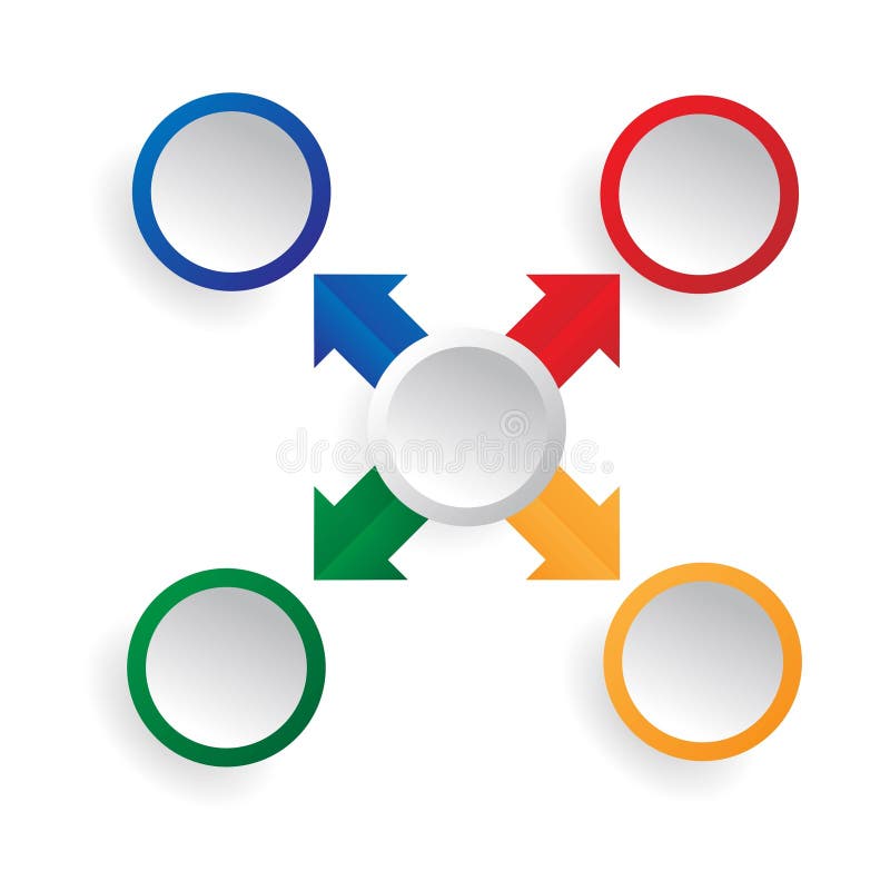 Four Colorful Circles and Arrows Business Info Graphic Template Stock ...