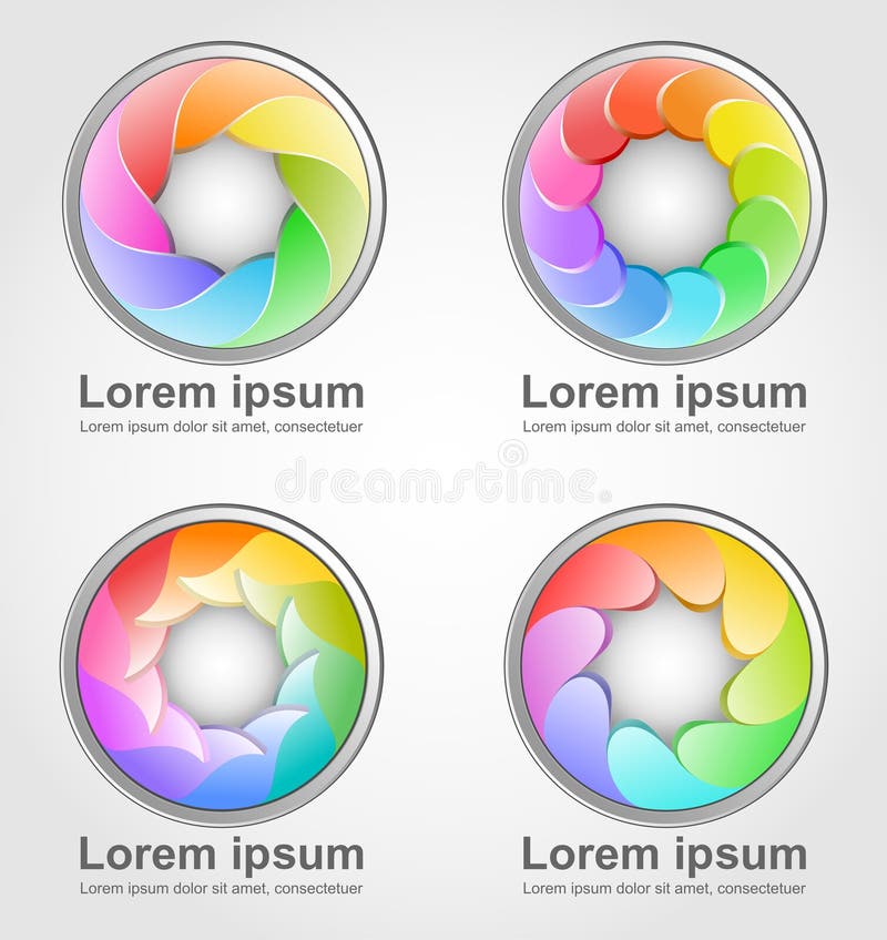 Four Colorful Design Elements Stock Illustration - Illustration of ...