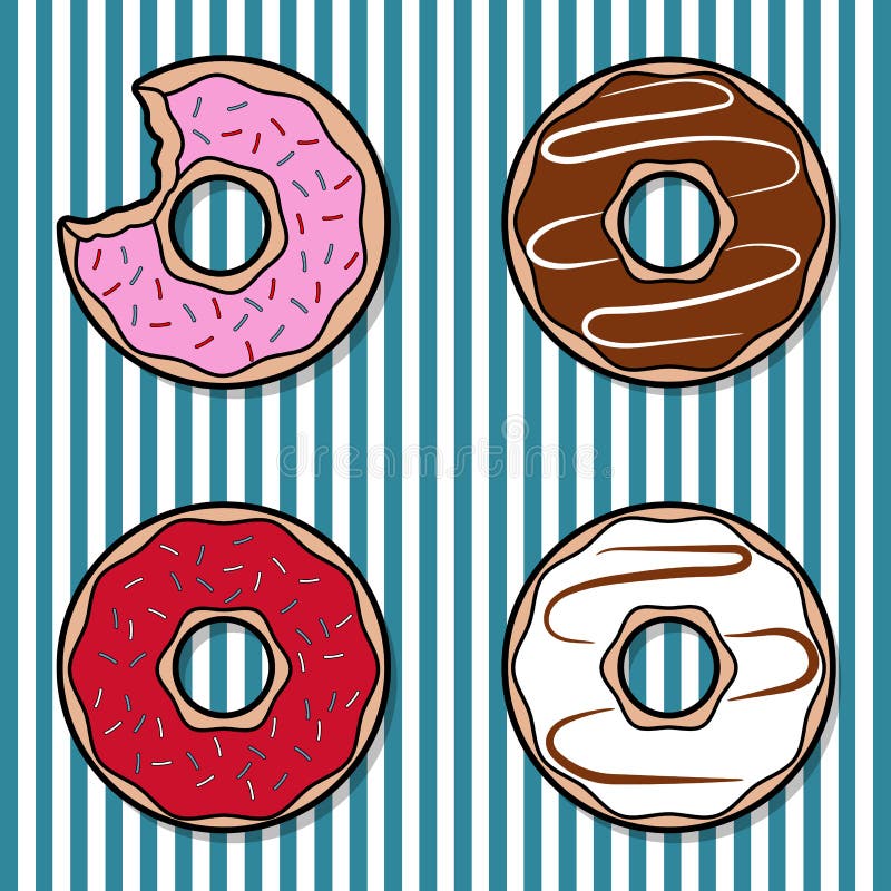 Four colorful donut stock illustration. Illustration of isolated - 84428668