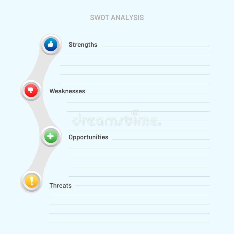 Four Colorful Elements Concept of SWOT-analysis Template Stock Vector ...