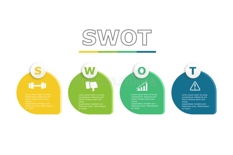4 Colorful Elements with Text Inside . Concept of SWOT Analysis ...