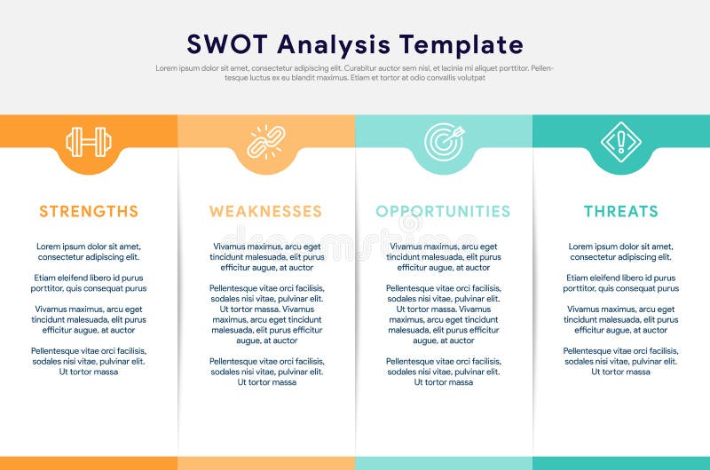 Four Colorful Elements with Text Placed Inside Table. Concept of SWOT ...