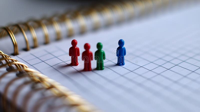 Teamwork Diversity Collaboration Small Figures on Grid Notebook Stock ...