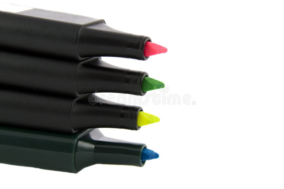 Four Colorful Highlighter Text Markers Stock Image - Image of ...