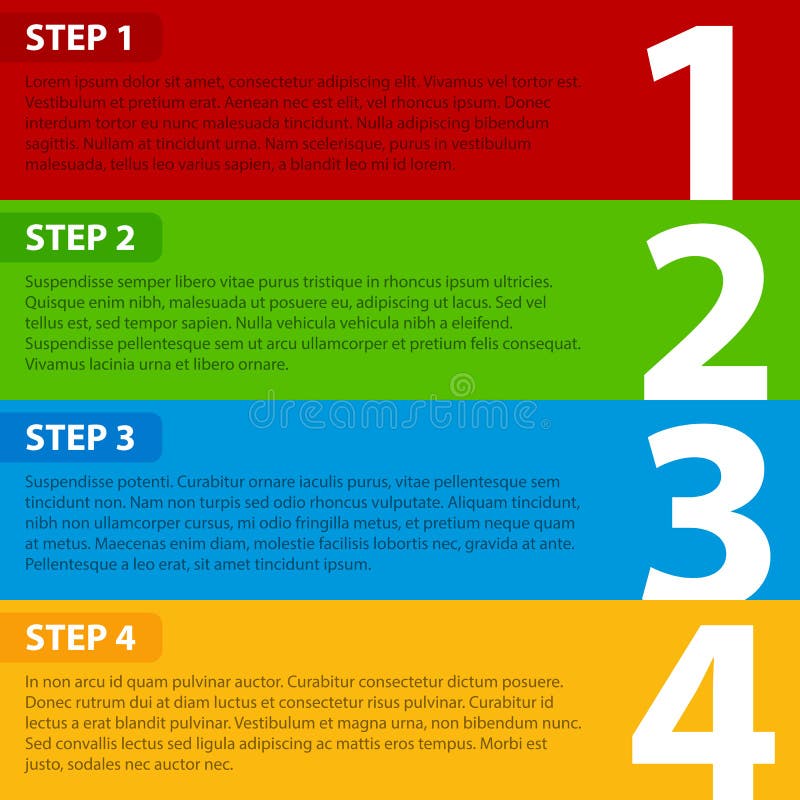 Four Colorful Banner, Numbered from One To Four, Related To the Main ...