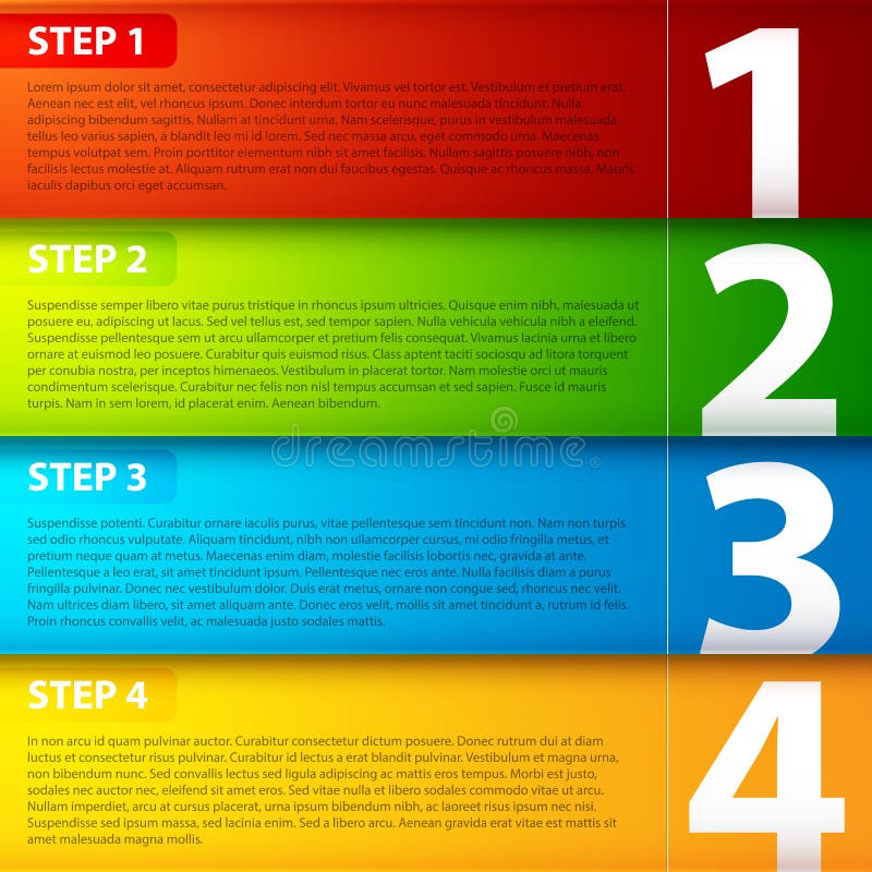 Four Colorful Banner, Numbered from One To Four, Related To the Main ...