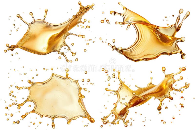 Four Colorful Liquid Splashes on a White Background, Suitable for Use ...