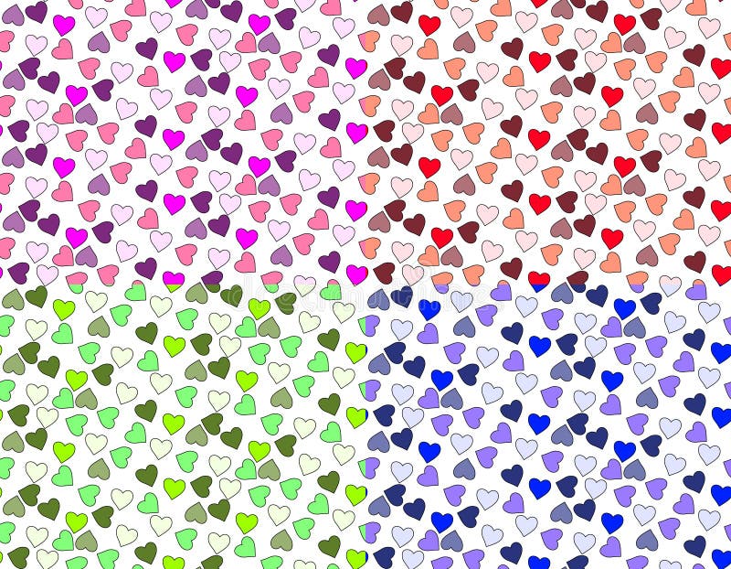 Four Colorful Pattern Hearts Stock Vector - Illustration of colorful ...