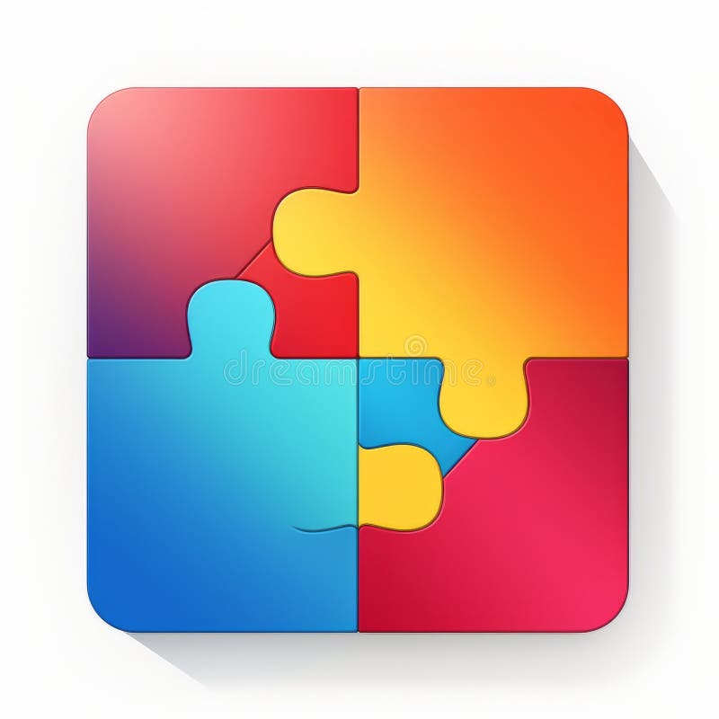 Four Colorful Puzzle Pieces on a White Background Stock Illustration ...