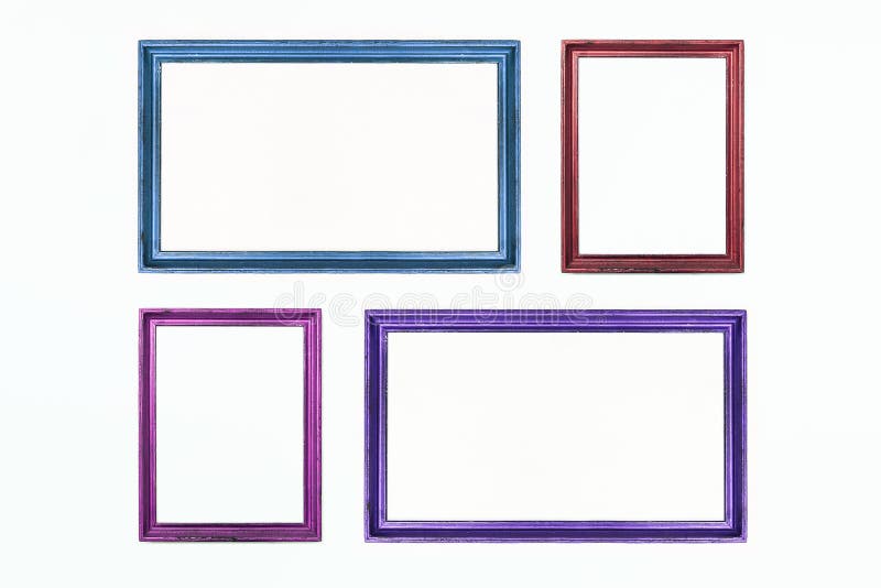 Four Colorful Rectangular Frames for Painting or Picture on White ...