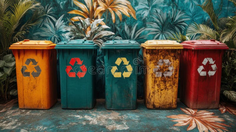 Recycling Bins stock illustration. Illustration of reuse - 363897641