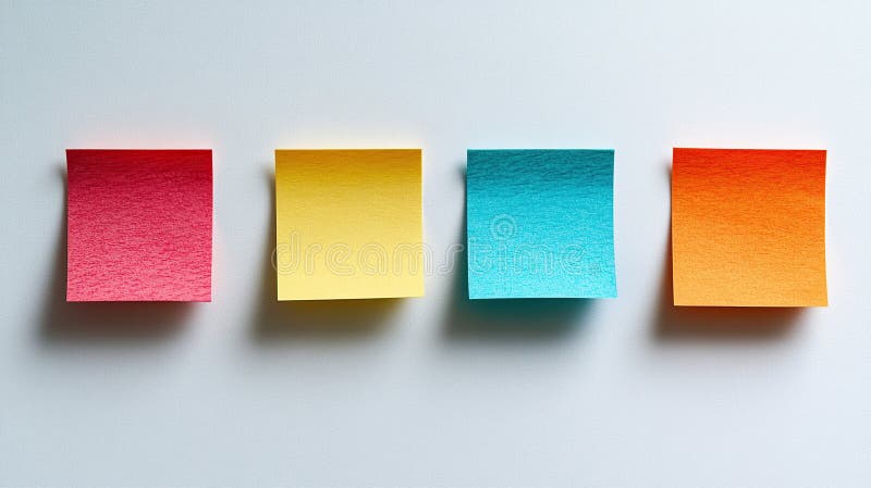 Four Colorful Sticky Notes Arranged in a Row on a White Background ...