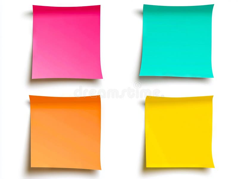 Four Colorful Sticky Notes on a White Background Stock Photo - Image of ...