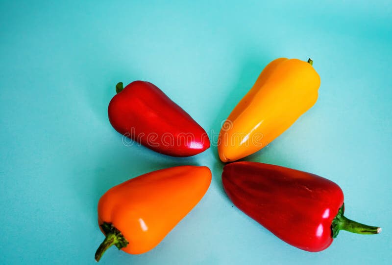 Colorful Sweet Pepper. Sweet Red Yellow and Orange Pepper Set of Three ...