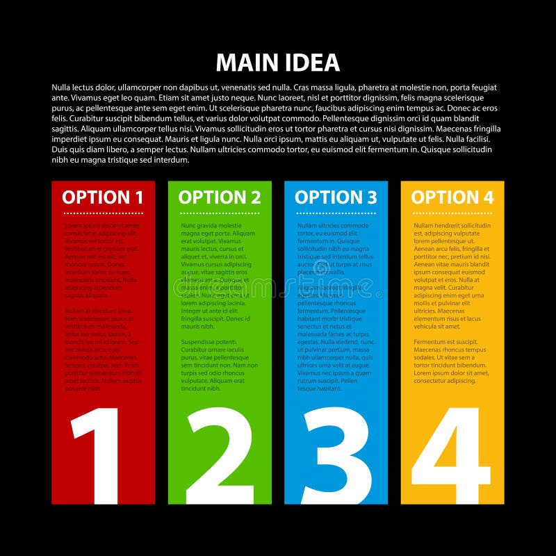 Four Colorful Banner, Numbered From One To Four, Related To The Main ...