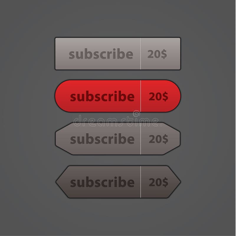 Four Colorfully Buttons for Website or Presentation. Simple Beveled ...