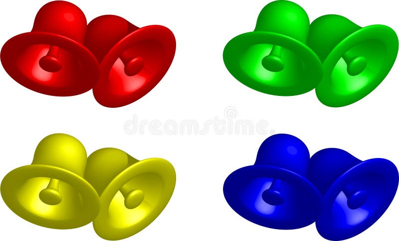 Four colors of bells stock vector. Illustration of xmas - 12065376