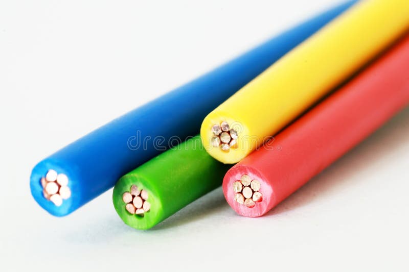 Four colors of cable stock photo. Image of macro, conductor - 20276568