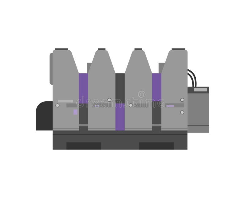 Offset Printing Service and Equipment, Flat Cartoon Vector Illustration ...