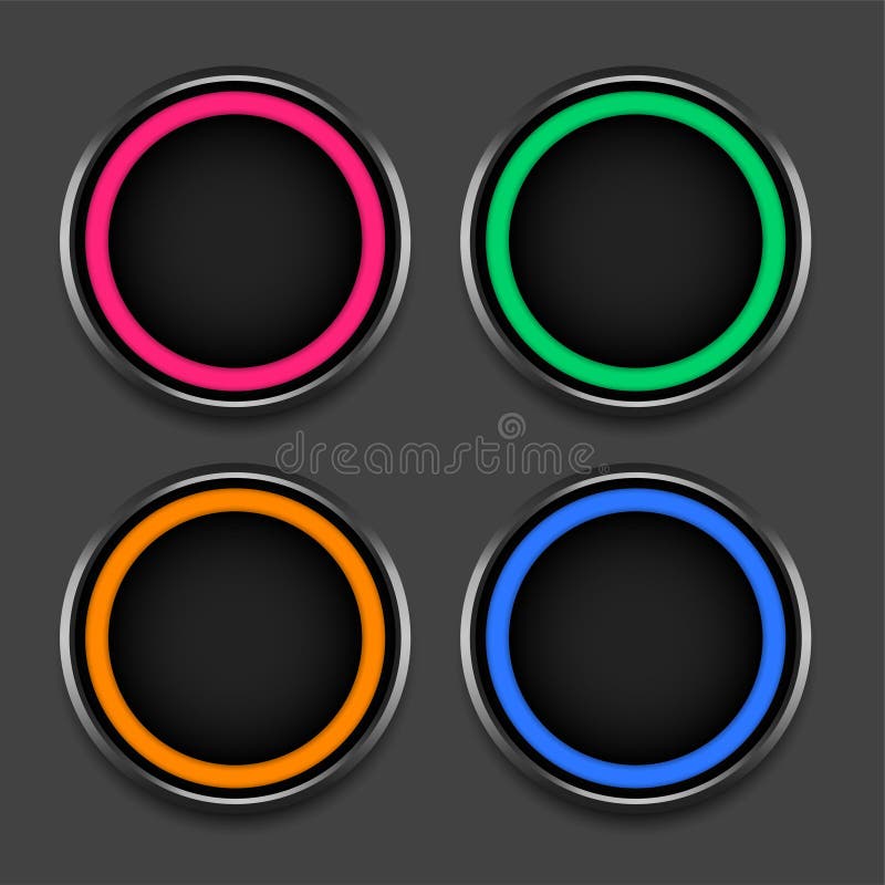 Four Colors Shiny Frames or Buttons Set Stock Vector - Illustration of ...