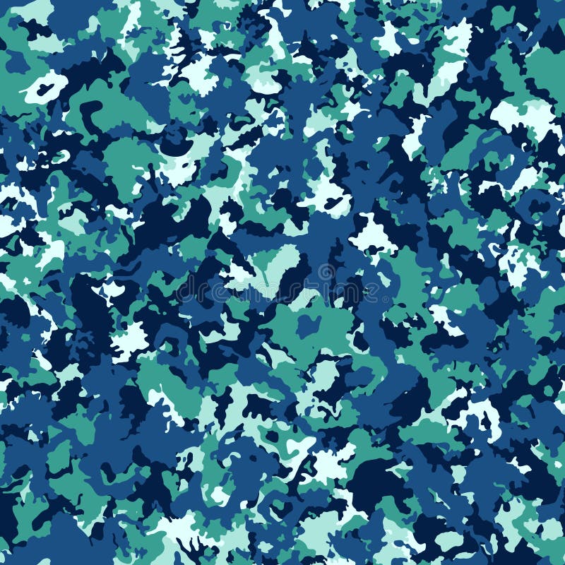 Blue Military Camouflage Seamless Pattern. Vector Illustration. Stock ...