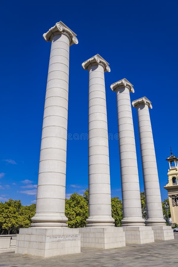 The Four Columns in Barcelona, Spain Stock Photo - Image of monument ...