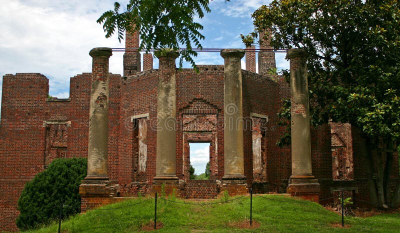 Brick Ruins and Four Columns Stock Photo - Image of ruins, masonry ...
