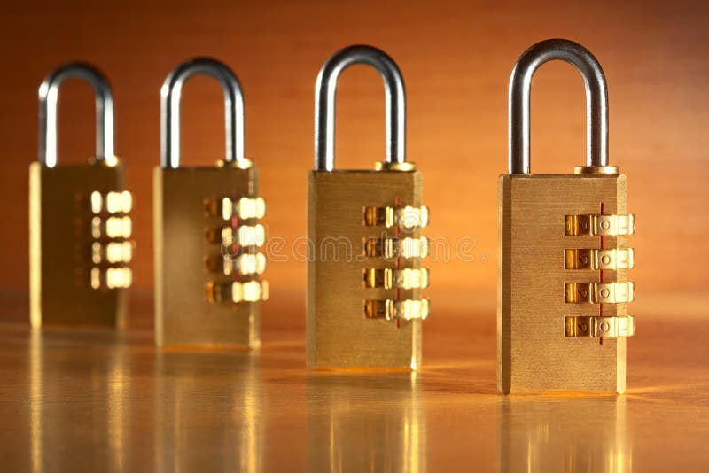Four combination locks stock image. Image of metallic - 23269977