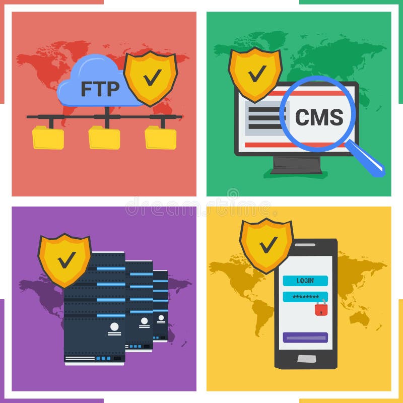 Four Concepts of Safe Data and Internet Using Stock Illustration ...