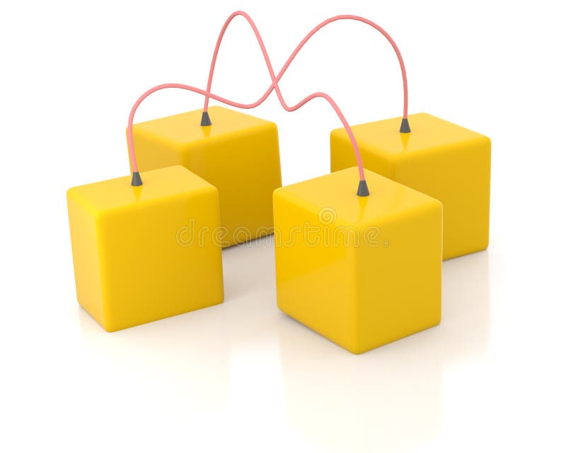 Connected Boxes Isolated on White Stock Illustration - Illustration of ...