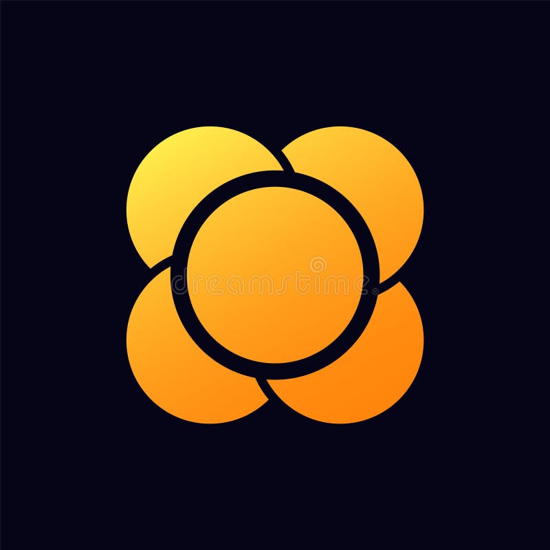 Four Connected Orange Circles Forming a Flower-like Symbol with Central ...