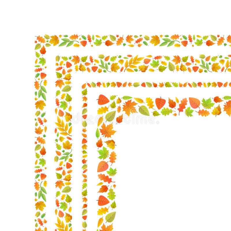 Four Corners Made from Cute Autumn Leaves Isolated on White Stock ...