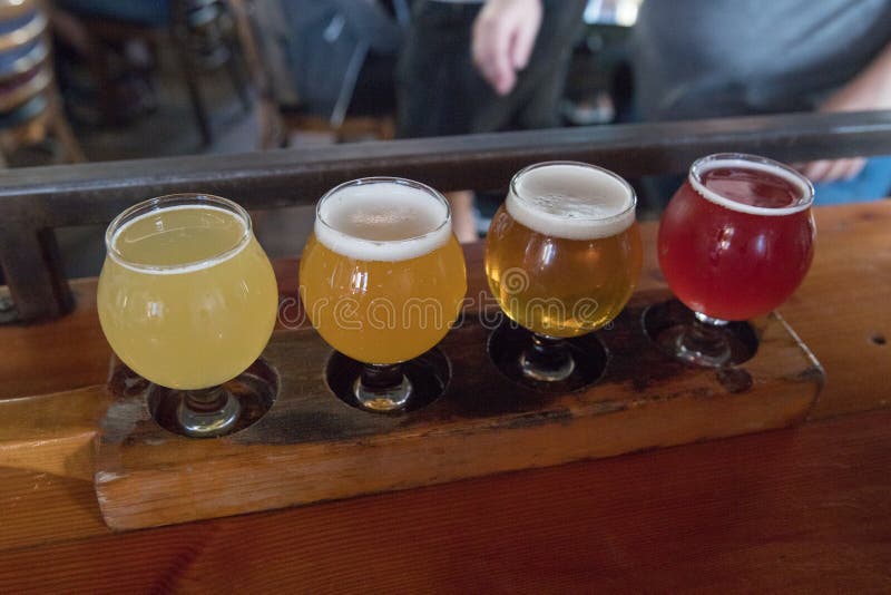 Craft Beer Sample Tasting Flight Stock Photo - Image of cold, fresh ...