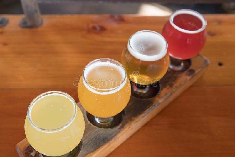 Craft Beer Sample Tasting Flight Stock Photo - Image of hazy ...