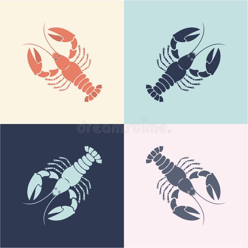 Four Crayfish Icons. Flat Illustrations of Crayfish Vector Icons for ...