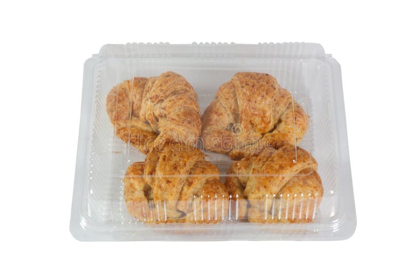 Four Croissant in a Clear Box. Stock Image - Image of cereal, bakery ...