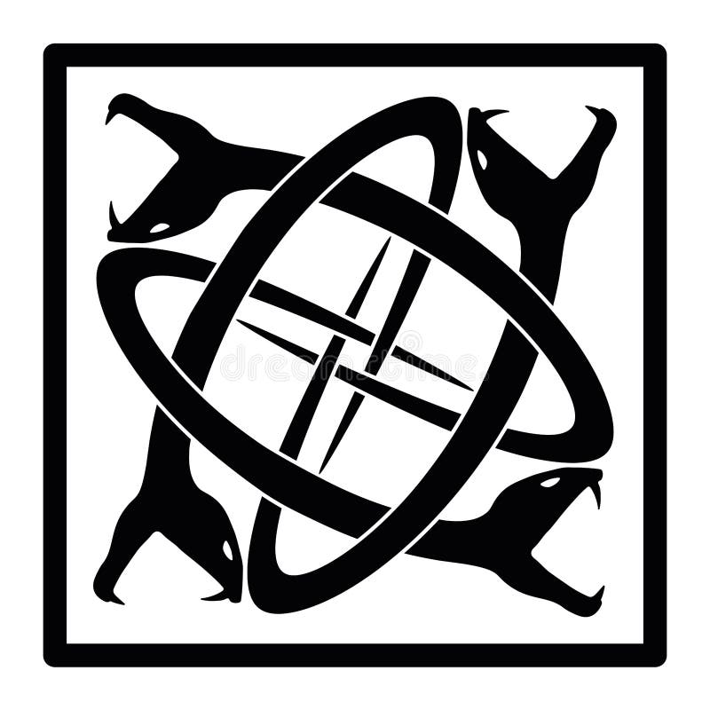 Four Intertwined Snakes Enclosed in a Square Stock Vector ...