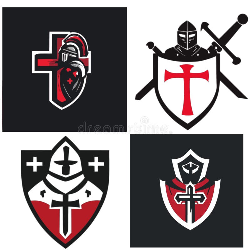 Four Crusader Logos Vector Graphics Stock Illustration - Illustration ...