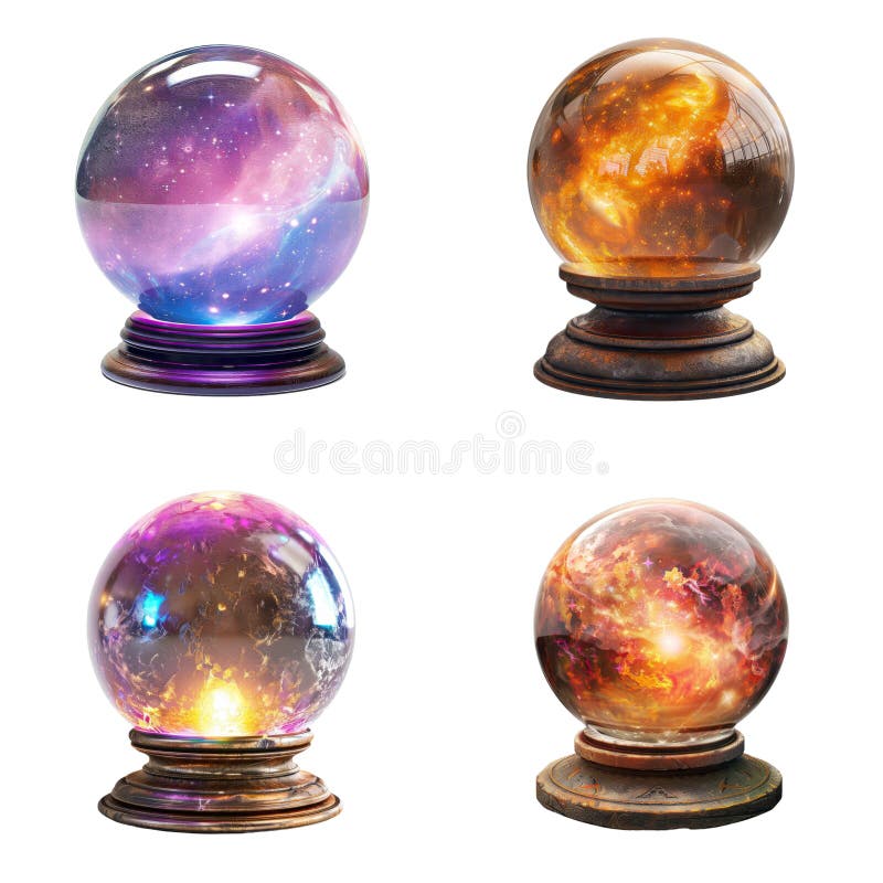 Four Crystal Balls with Cosmic and Nebula Patterns Stock Image ...