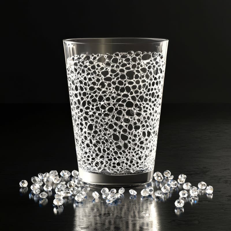 Four Crystal-etched Drinking Glasses and an Ice Bucket Stock Photo ...